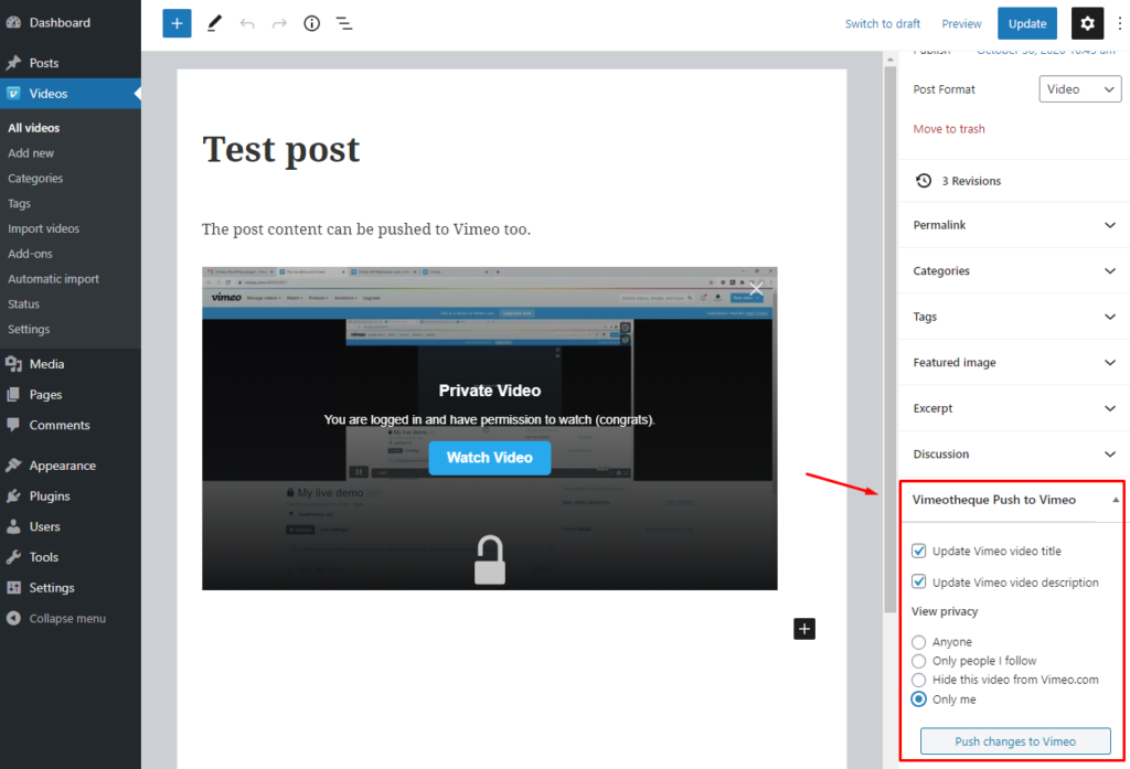Push to Vimeo add-on - Help center & Knowledgebase | Vimeotheque.com